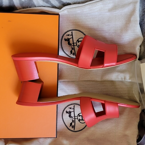 Hermes | Shoes | Hermes Oasis Hill Sandal Rouge Ribis Calfskin Leather ...